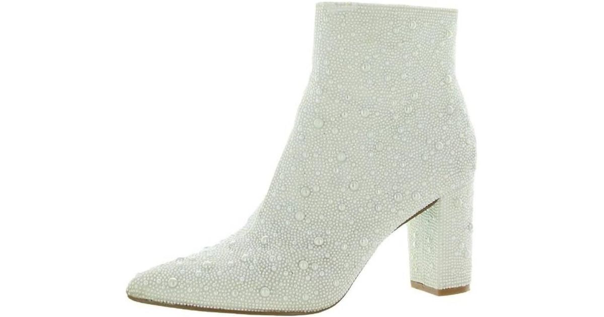 Betsey Johnson Cady Pearl Ankle Boot in White | Lyst