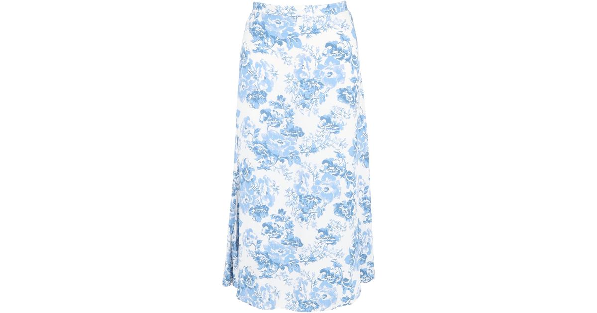 Reformation Floral Print Midi Skirt in Blue | Lyst