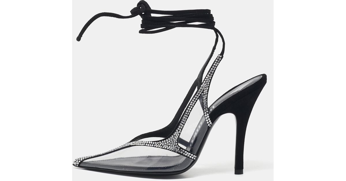 The Attico Transparent Pvc And Suede Crystal Embellished Venus Pumps in ...