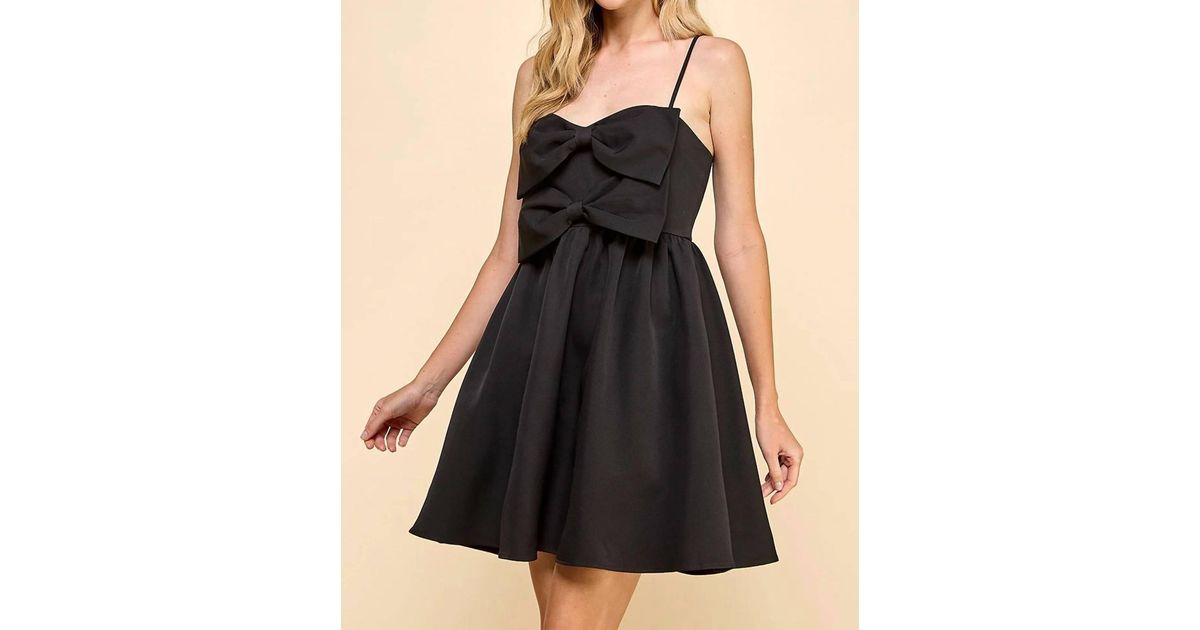 TCEC Angela Sleeveless Bow Mini Dress in Black | Lyst