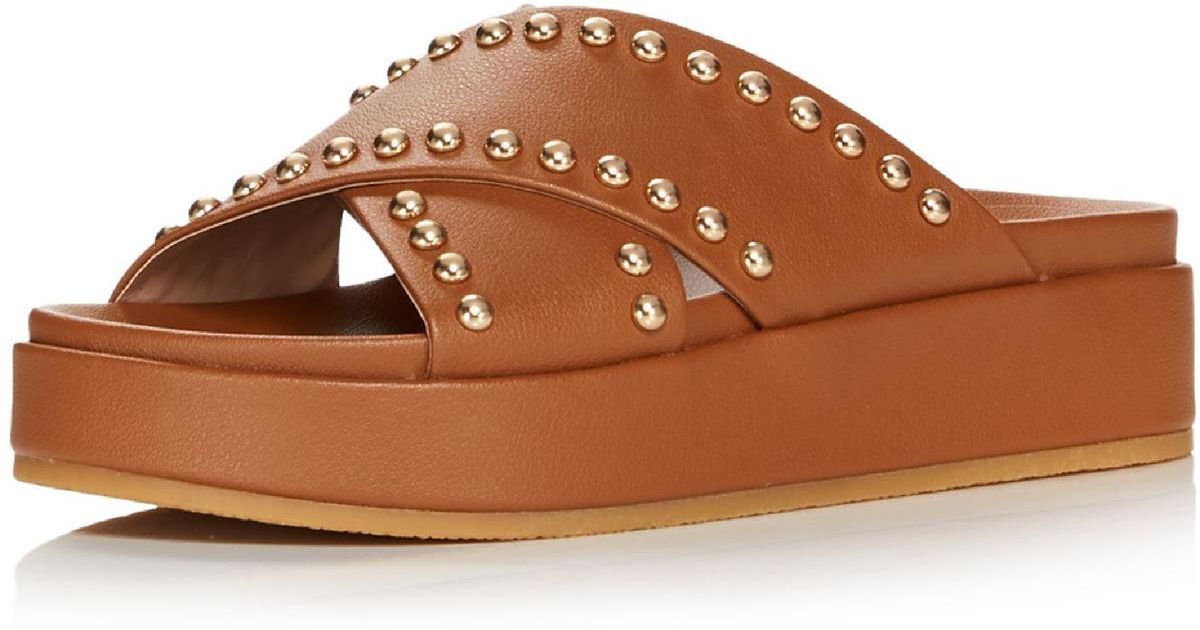 Aqua Krisa Faux Leather Criss Cross Front Footbed Sandals In Brown Lyst