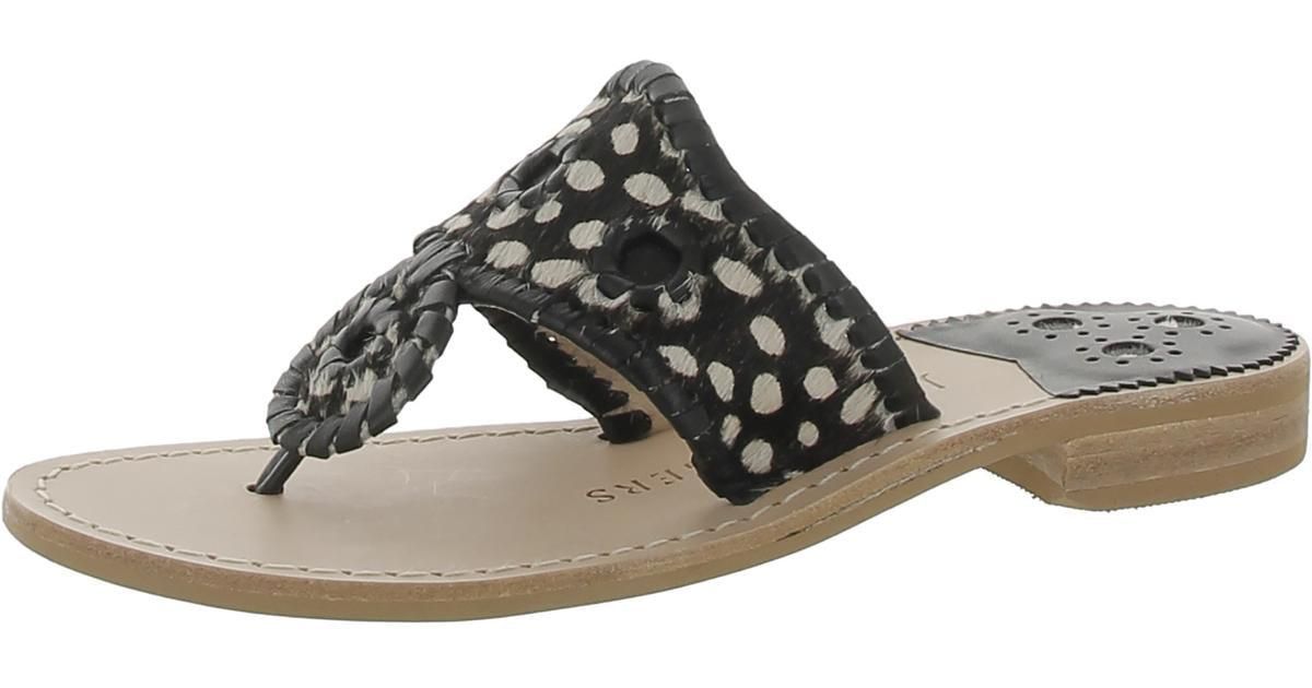 Jack Rogers Haircalf Jack Leather Thong Slide Sandals in Black | Lyst
