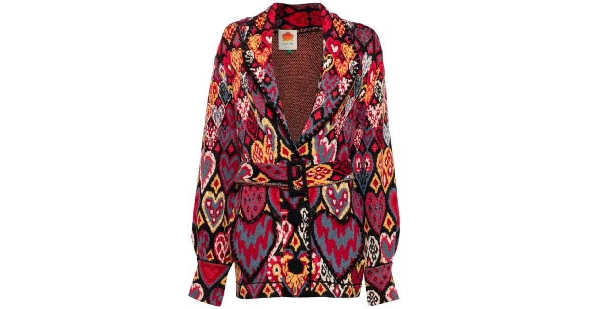 FARM Rio Knit Blazer, Hearts Ikat in Red | Lyst