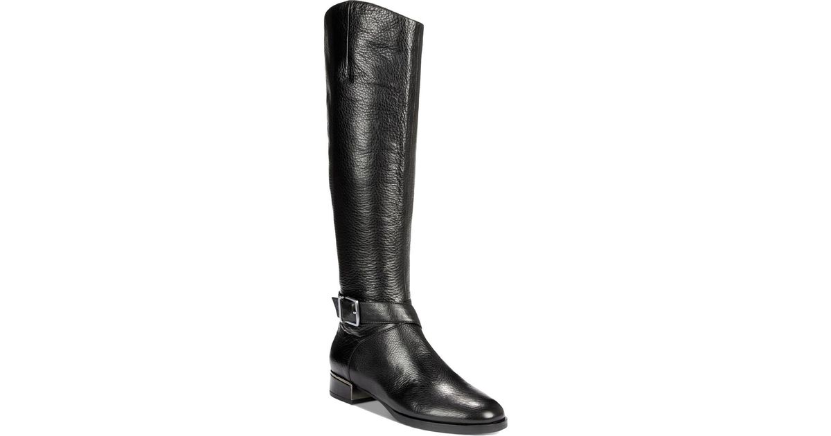 Kenneth Cole Branden Buckle Leather Knee-High Riding Boots in Black | Lyst