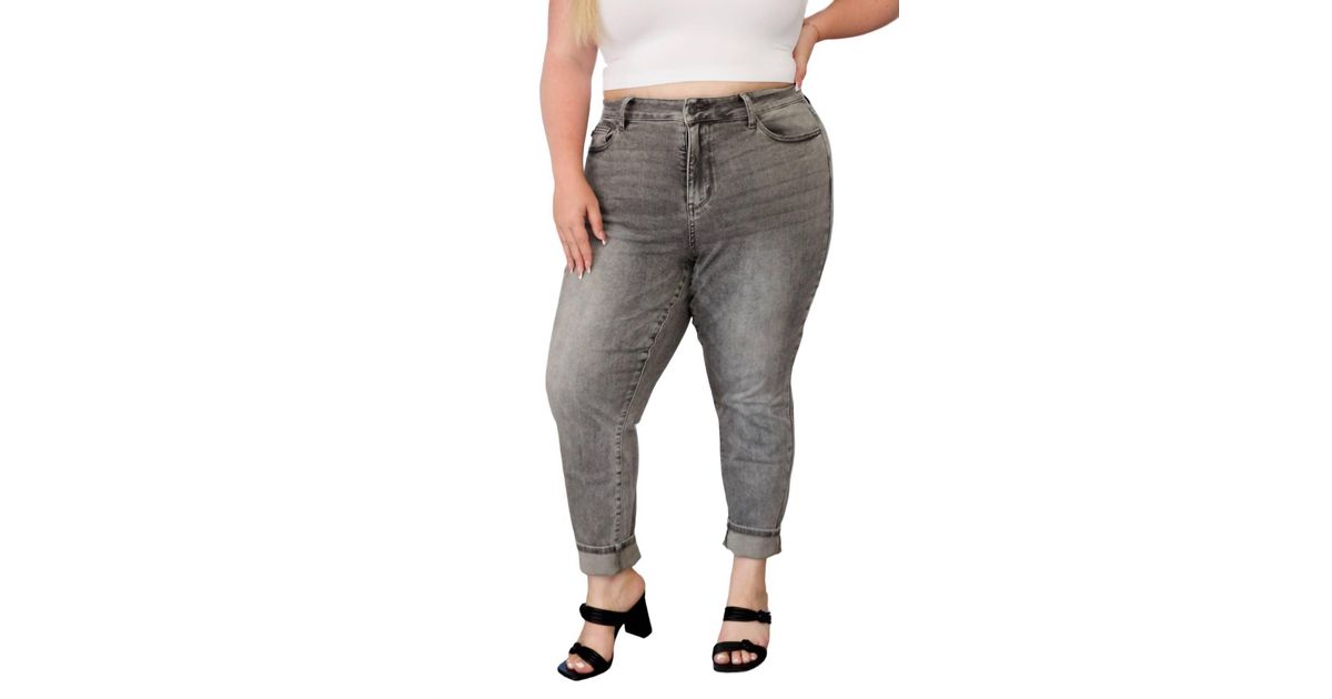 Judy Blue High Rise Stone Wash Slim Jeans in Gray | Lyst