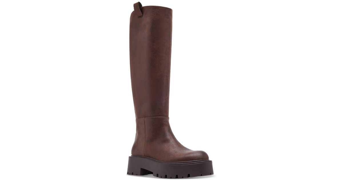 Madden Girl Crow Wc Distressed Faux Leather Knee-High Boots in Brown | Lyst