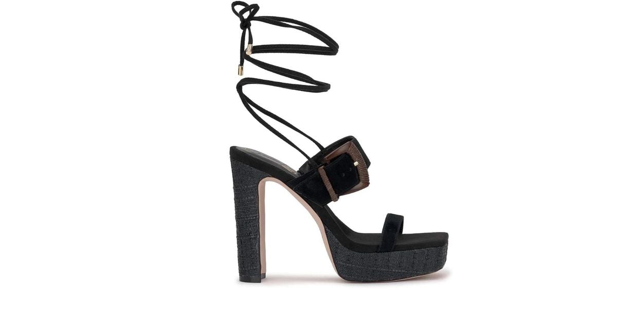 Jessica Simpson Caelia Ankle Lace Up Platform Sandal in Black | Lyst