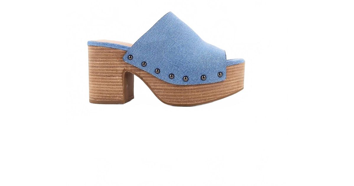 Shu Shop Gina Studded Platform Block Heel Clogs in Blue | Lyst