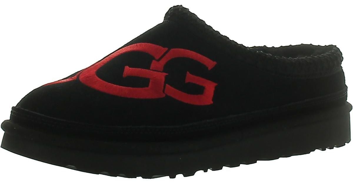 UGG Fur Lined Slip On Slide Slippers in Black for Men | Lyst