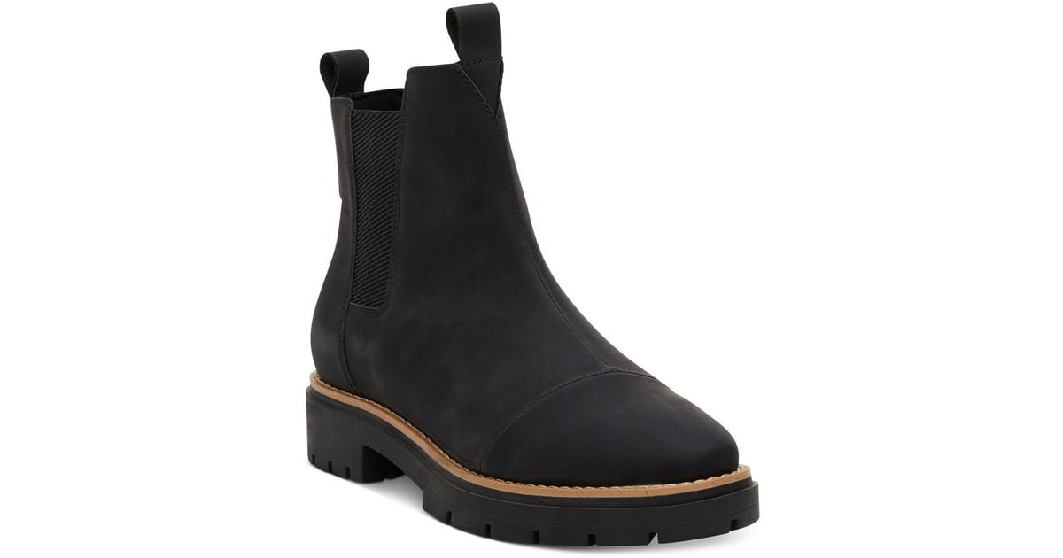 TOMS Skylar Faux Leather Lugged Sole Chelsea Boots in Black | Lyst