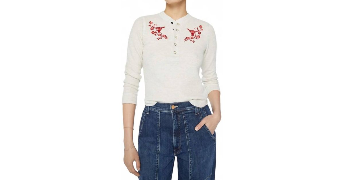 Mother The Itty Bitty Ls Pretty Heart Sweater In White Lyst