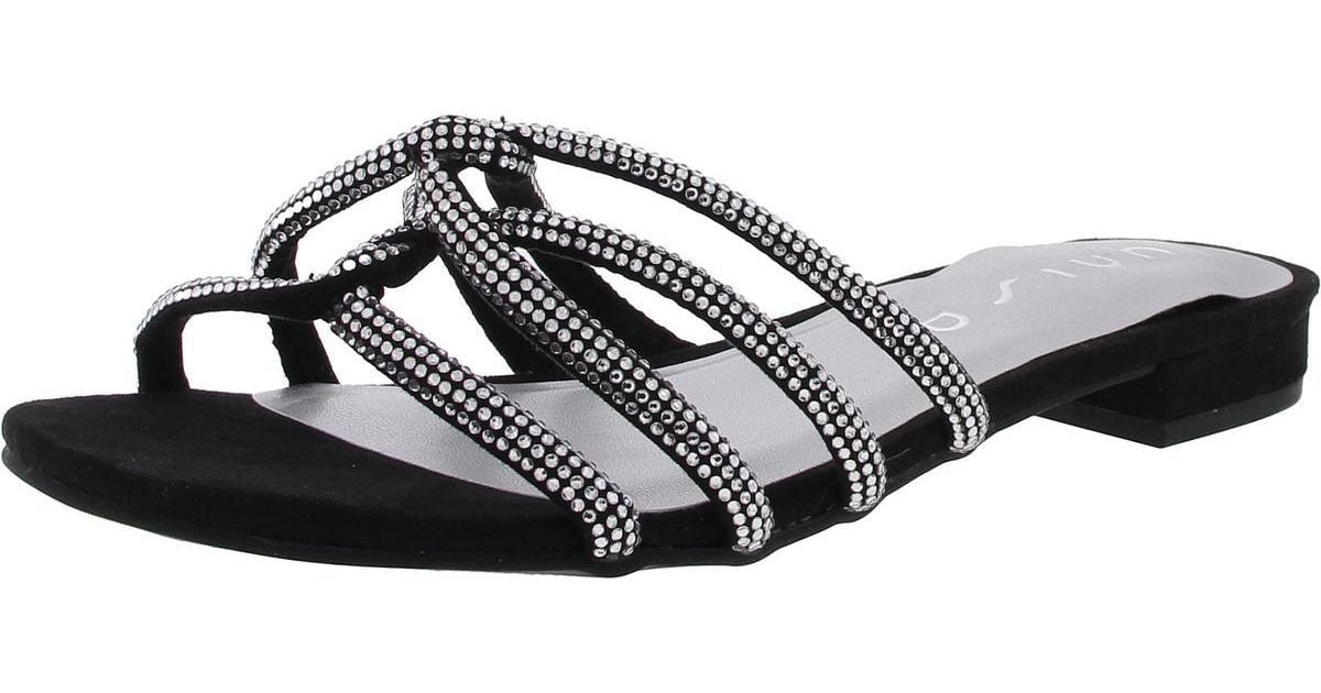 Unisa Tazz Rhinestone Made Slide Sandals in Black | Lyst