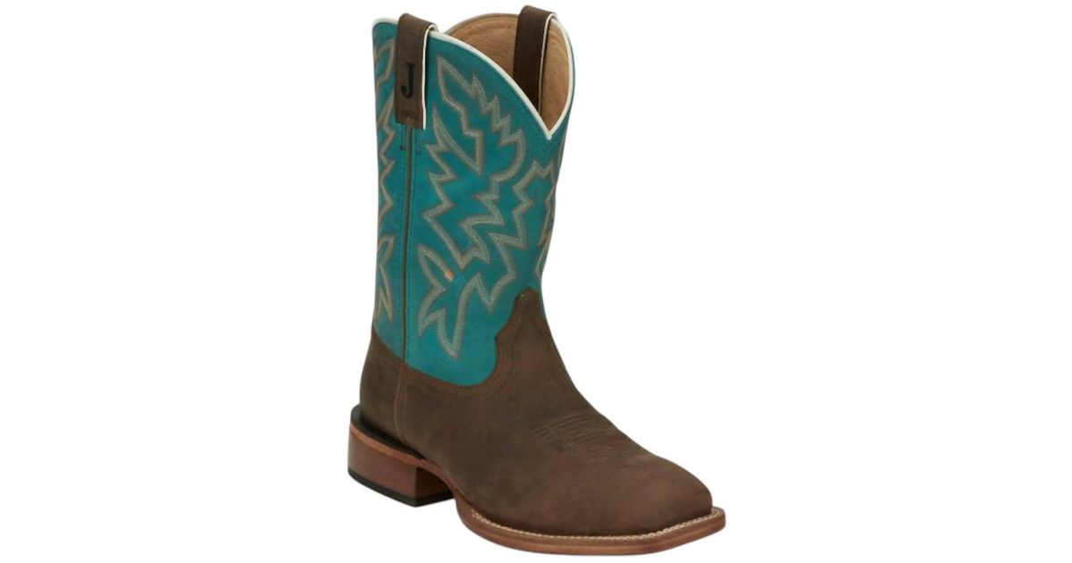 Justin Square Toe Boots in Green for Men | Lyst