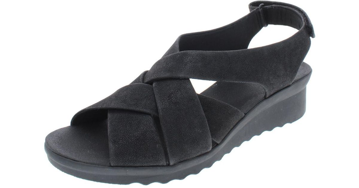 Clarks Caddell Bright Faux Suede Criss-Cross Wedges in Blue | Lyst