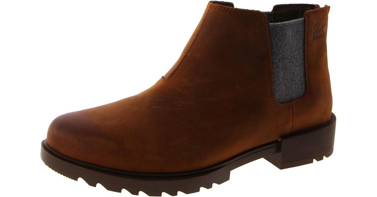 Sorel Leather Ankle Chelsea Boots in Brown | Lyst