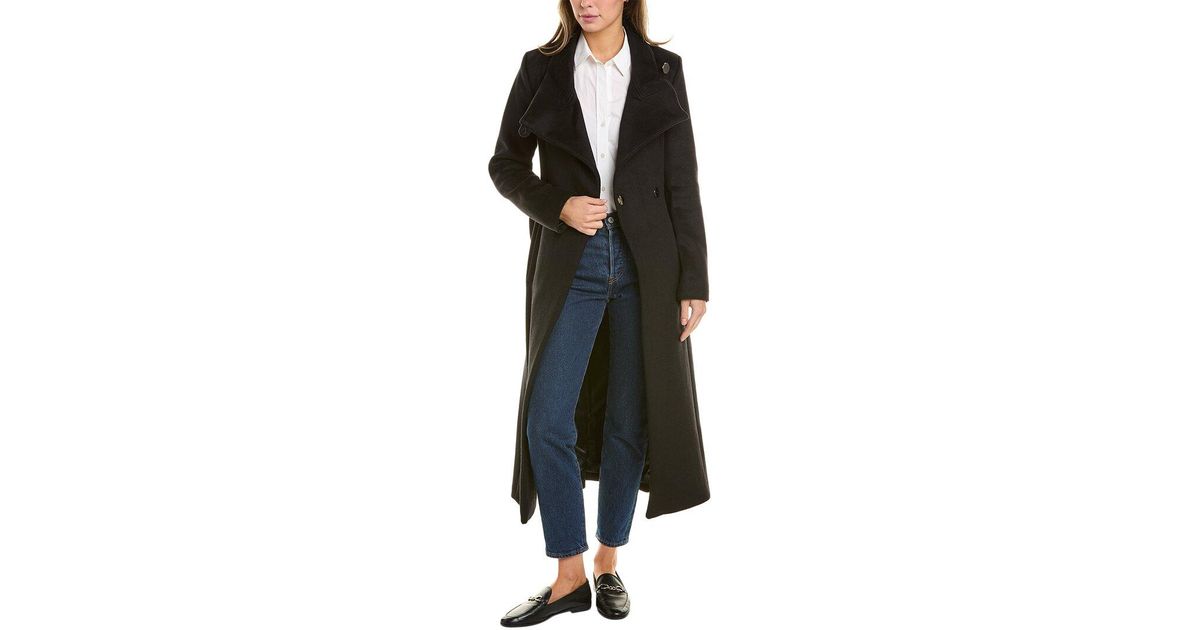 Kenneth Cole New York Belted Maxi Wool-blend Coat in Black | Lyst