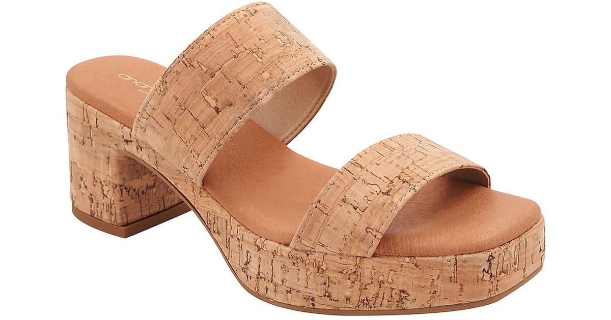 Andre Assous Cairo Cork Slip On Block Heel in Brown | Lyst