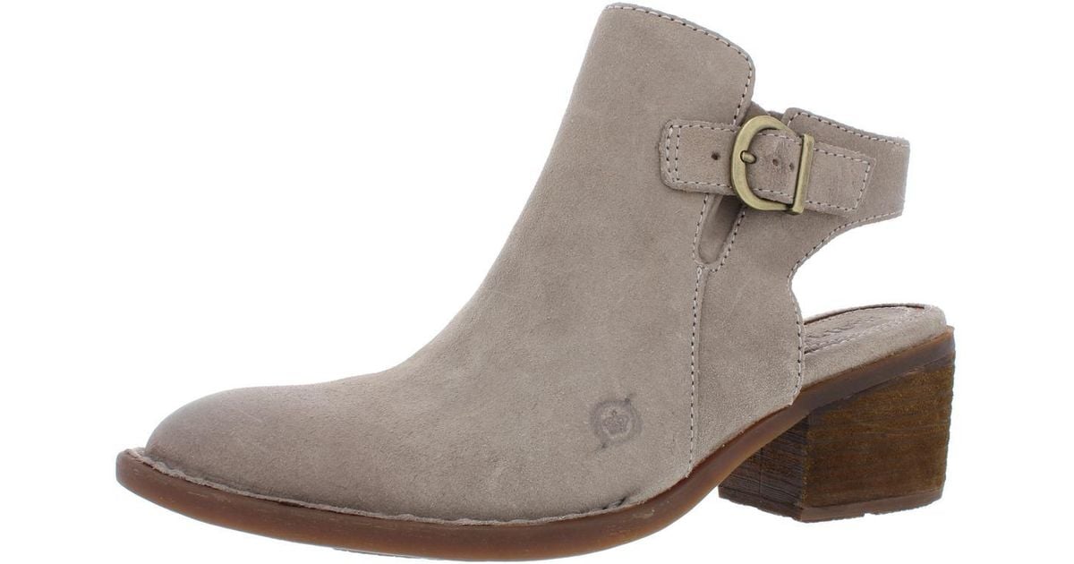 Born Margrit Suede Open Back Booties in Brown | Lyst