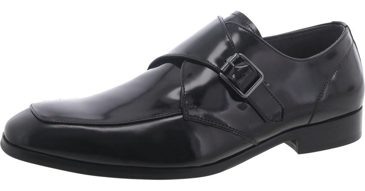 Steve Madden Tenzy Leather Single Monk Shoes in Black for Men | Lyst