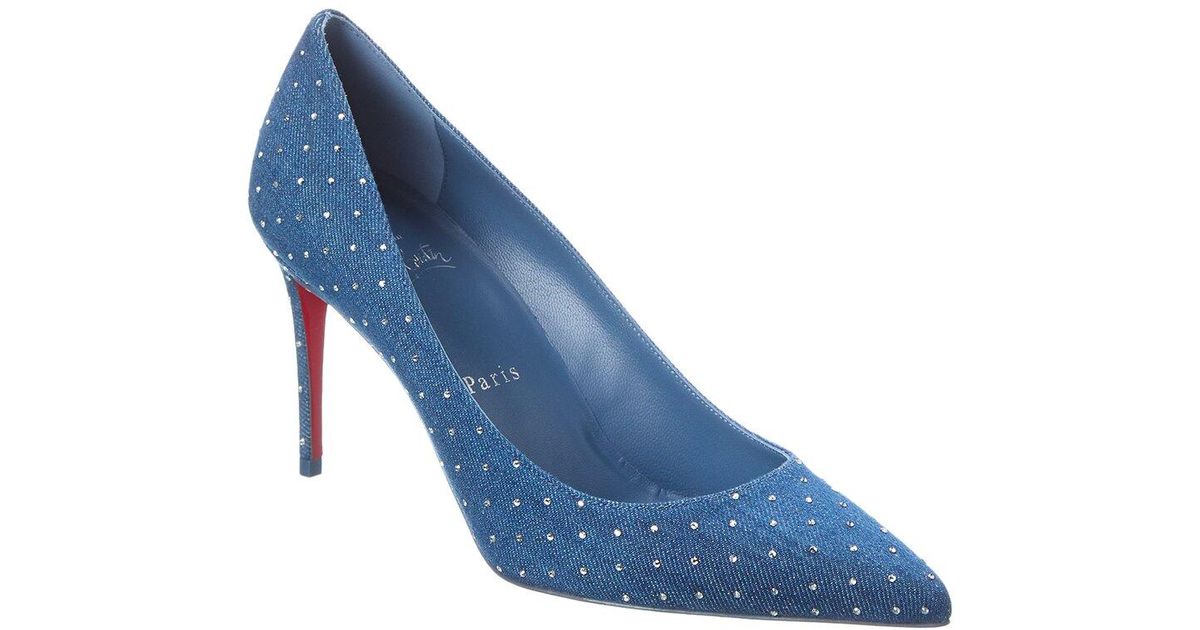 Christian Louboutin Kate Plum Strass 85 Denim Pump in Blue | Lyst