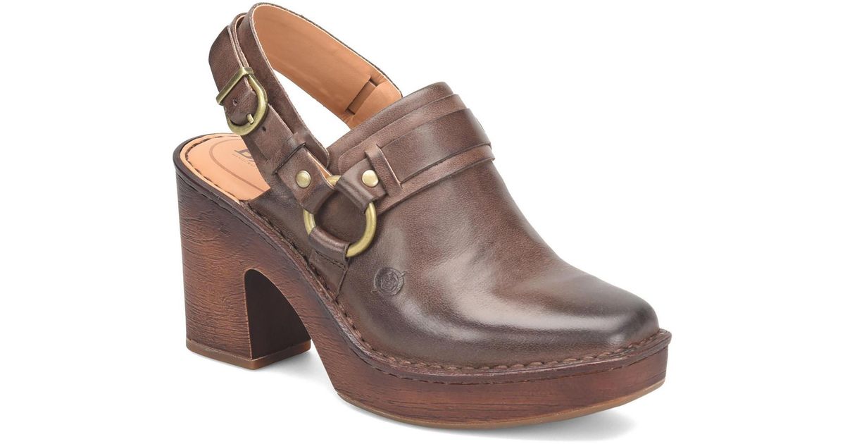 Born Hudson Leather Slingback Clogs in Brown | Lyst