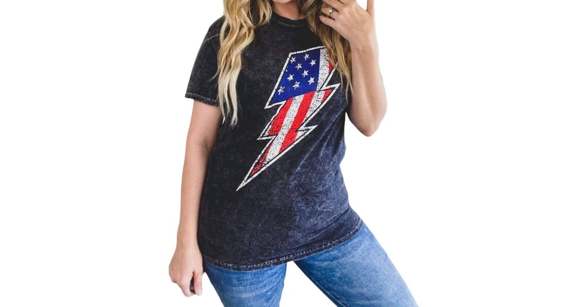 She Shed Flag Lightning Bolt Tee in Blue | Lyst