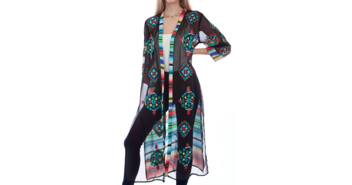 Scully Embroidered Duster in Blue | Lyst