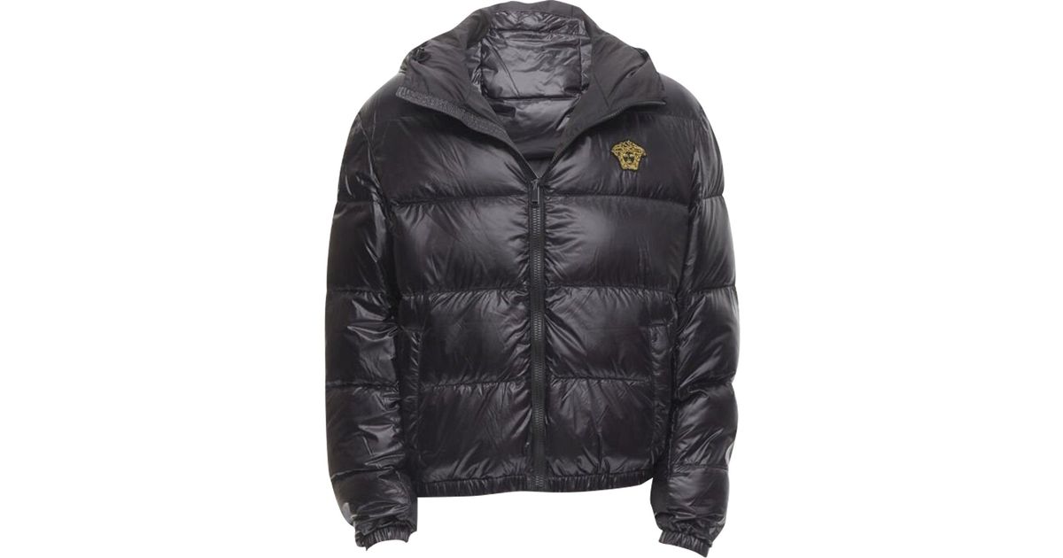 Versace Medusa Badge Goose Down Puffer Jacket in Black for Men | Lyst