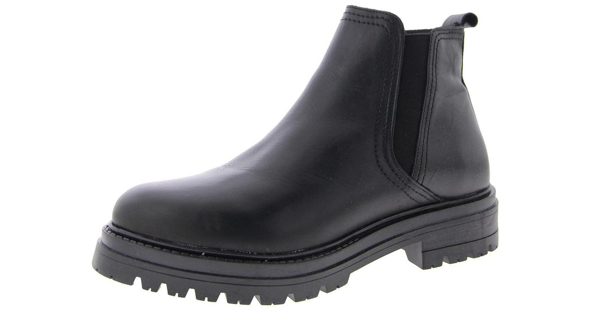 Steve Madden Marceline Leather Block Heel Chelsea Boots in Black | Lyst