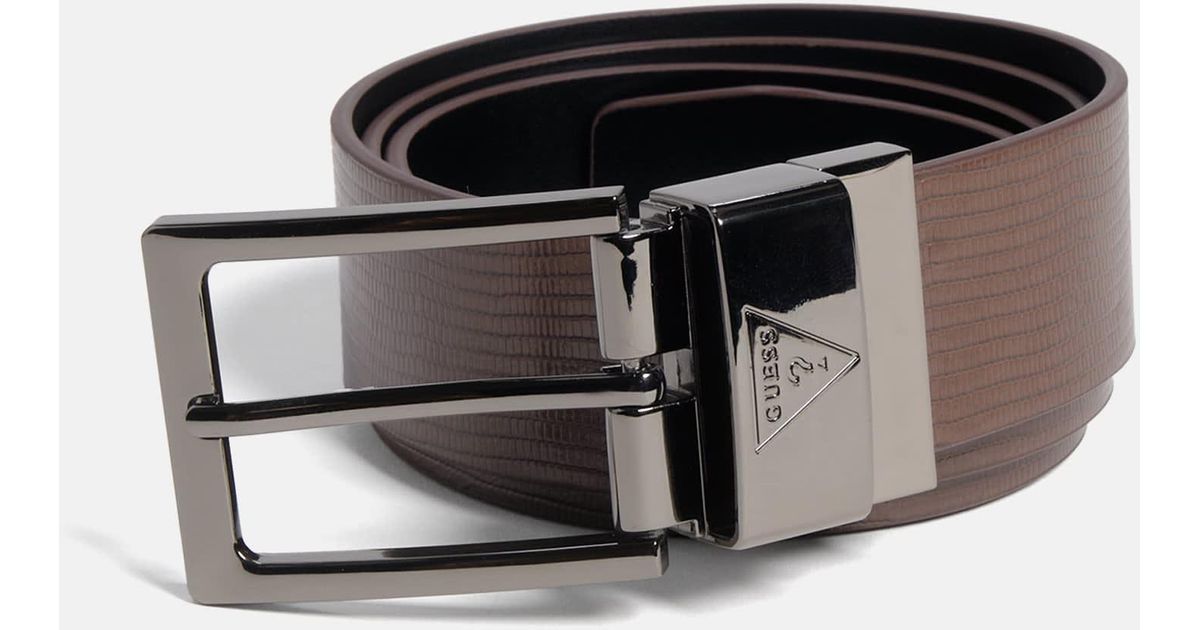 Guess Reversible Lizard-Embossed Belt in Black for Men | Lyst