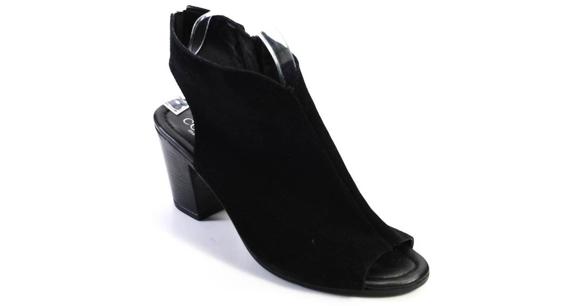 Cordani Suede Slingback Side Zip Peep Toe Heels in Black | Lyst