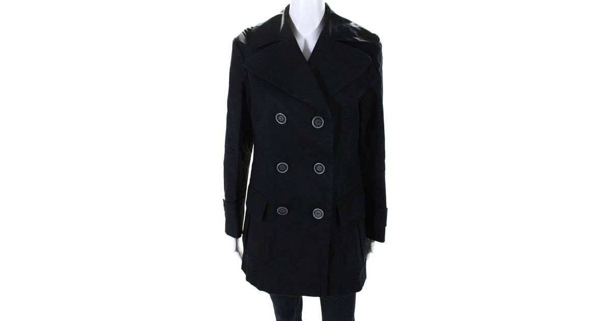 Burberry Double Breasted Button Down Jacket Cotton in Black | Lyst