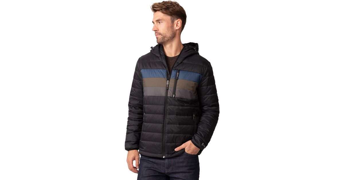 Free Country Tri-Color Hooded Puffer Jacket in Black for Men | Lyst