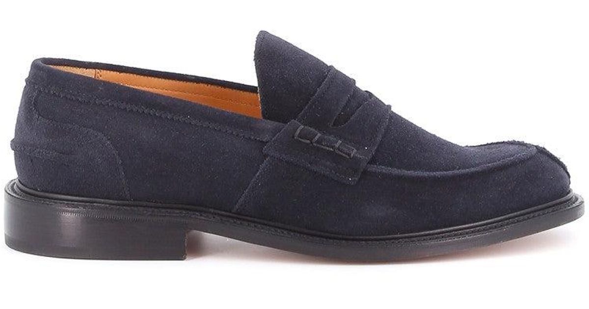 Tricker's Ocean Suede Moccasin Loafers in Blue for Men | Lyst