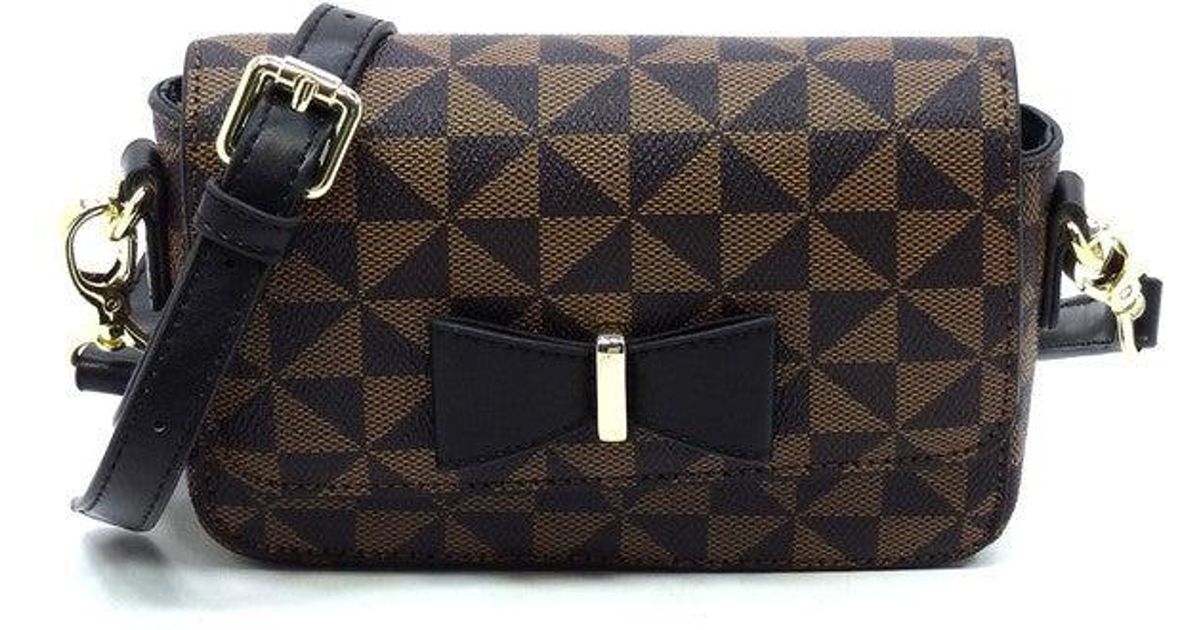Fashnzfab Monogram Bow Flap Over Crossbody Bag in Black | Lyst