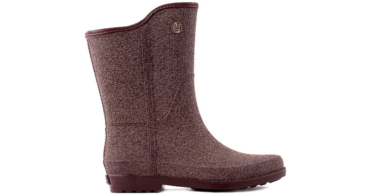 Ulan Fabric Touch Rain Boots in Brown | Lyst