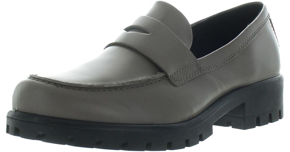 Ecco Modtray Embossed Moc Toe Penny Loafers in Black | Lyst
