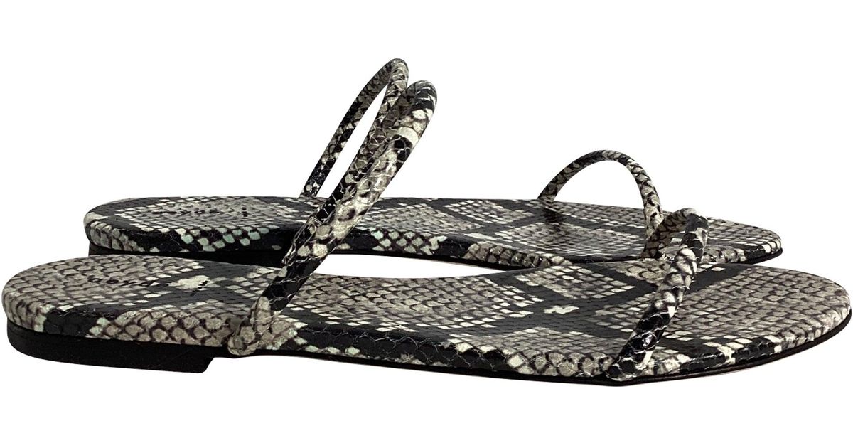 Aeyde Alek Snake Printed Slides in Black | Lyst