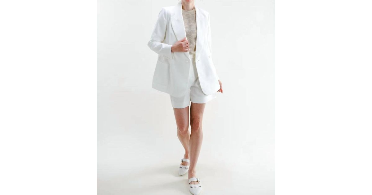 Darling Cotton Linen Double-Breasted Blazer in White | Lyst