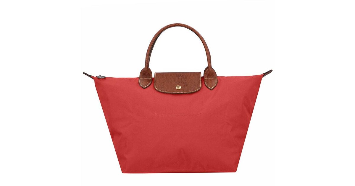 Longchamp Le Pliage Original Medium Canvas Handbag in Red | Lyst