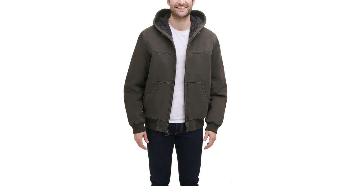 G.H. Bass & Co. Faux Fur Lined Cotton Bomber Jacket in Black for Men | Lyst