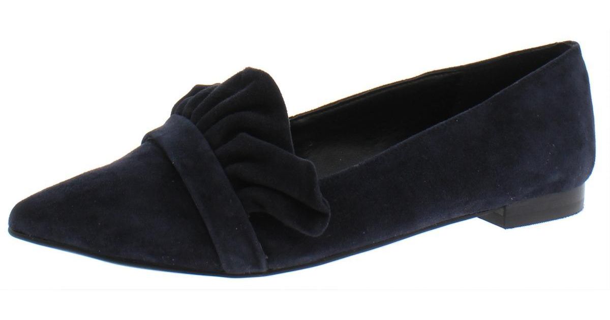 Sole Society Kamber Suede Ruffled Pointed Toe Flats in Black | Lyst