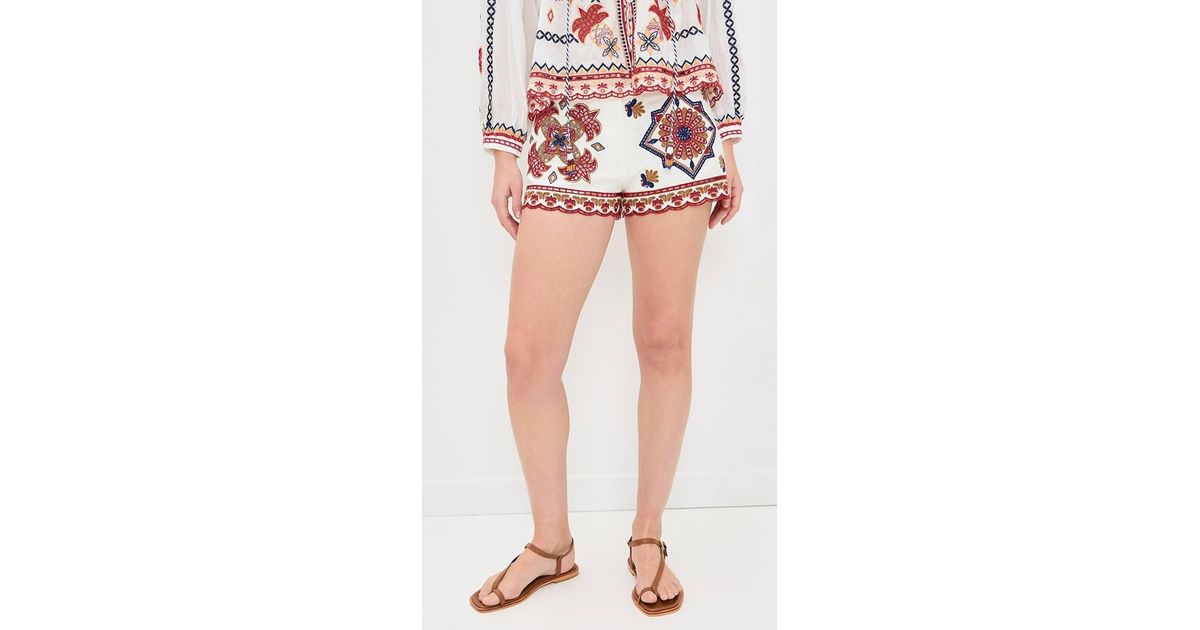 FARM Rio Mary Tiles Short in Red | Lyst