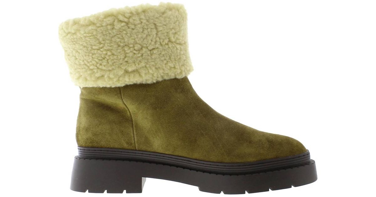 Marc Fisher Vina Suede Faux Fur Boots in Green | Lyst