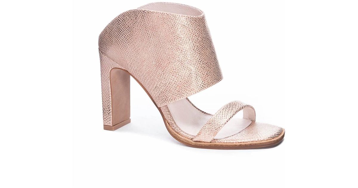 42 GOLD Scaly Metallic Slide With Ankle Cuff in Pink | Lyst