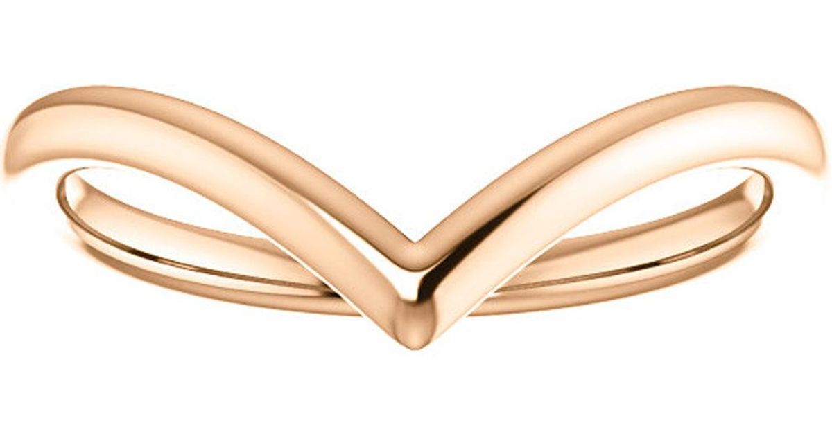Pompeii3 Curved V Shape Solid Contour Guard Wedding Band in Natural | Lyst