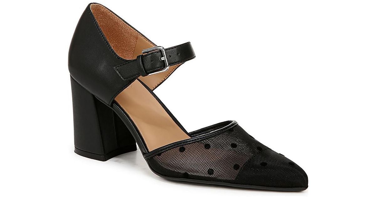 Naturalizer Pixie 2 Mesh Polka Dot Block Heels in Black | Lyst