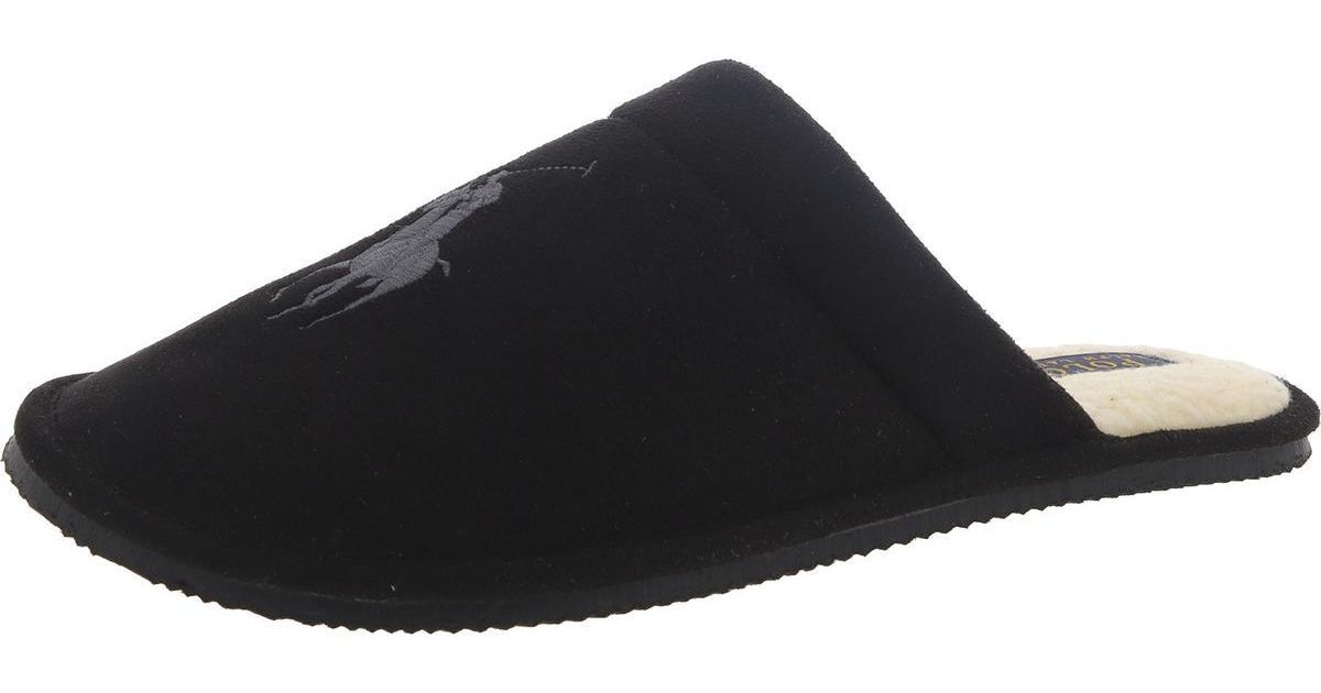 Polo Ralph Lauren Klarence Faux Suede Faux Fur Slide Slippers in Black ...