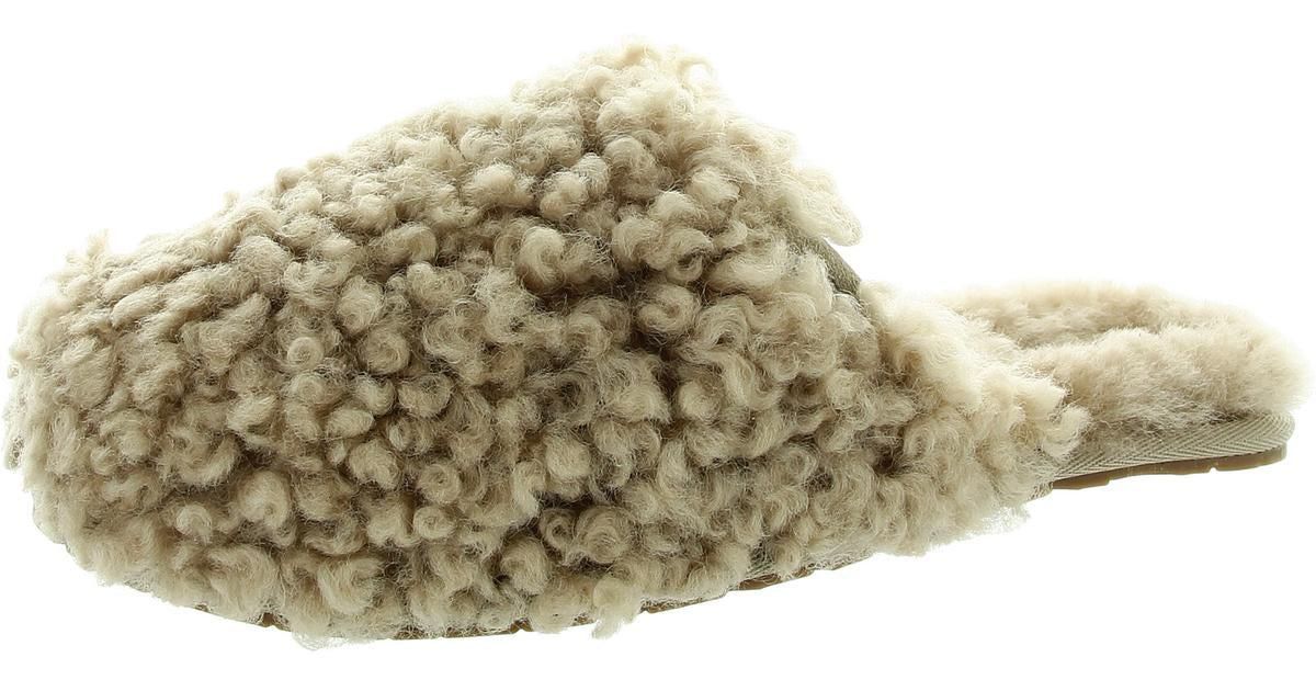 UGG Maxi Curly Textured Shearling Slide Slippers in Natural | Lyst