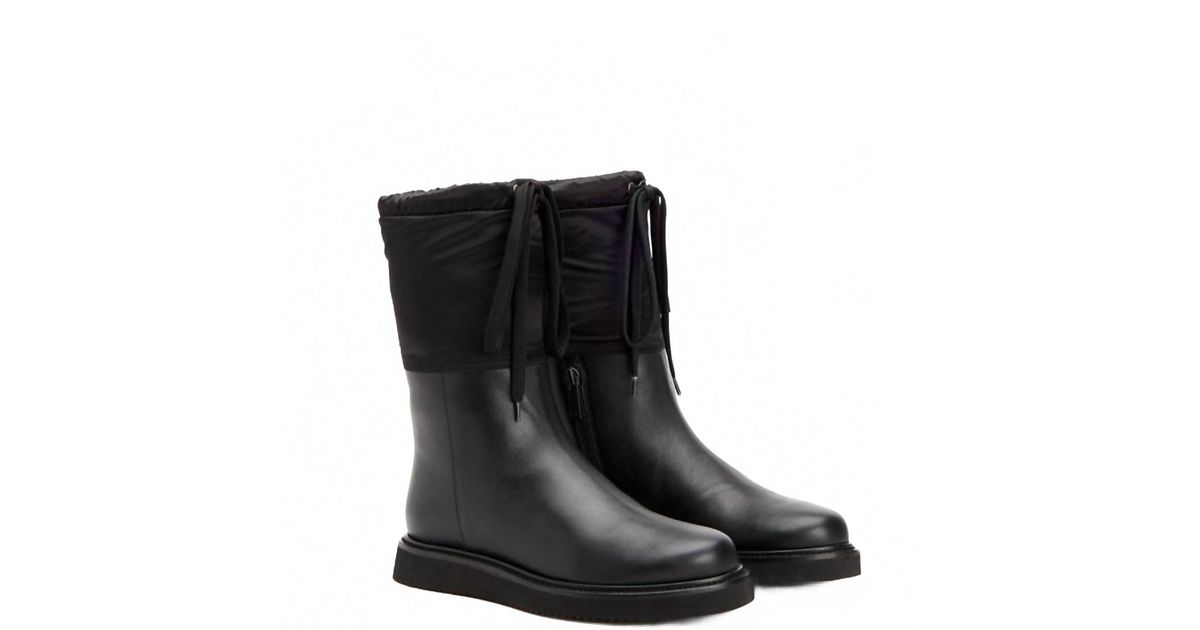 Aquatalia Nylon Shearling Lining Mid Calf Winter Boots in Black | Lyst
